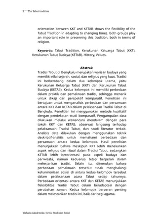 The Tabut tradition in Bengkulu history, values, and views between ...