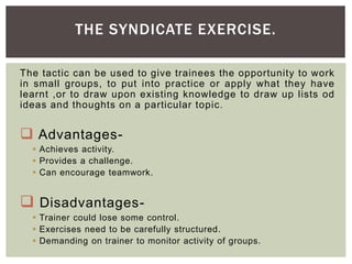 The tactics or method’s used for training program | PPT