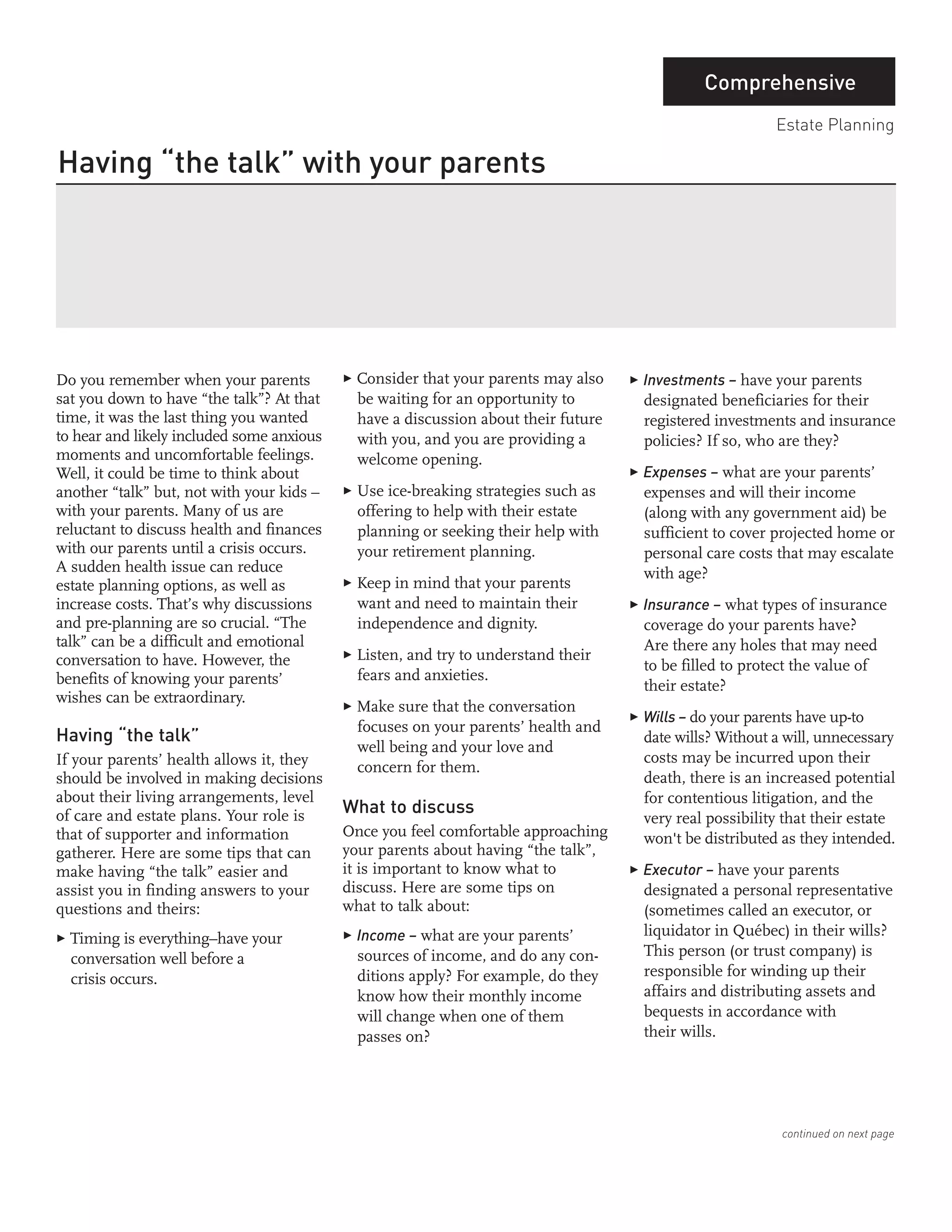 The talk - aging parents | PDF
