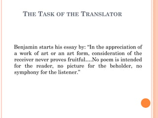 The Task of the Translator | PDF