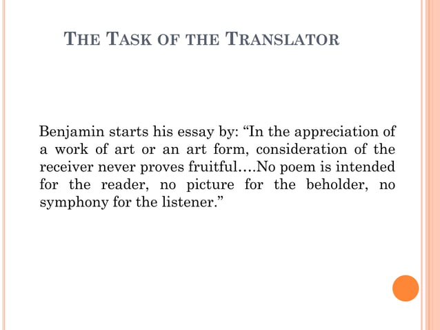 The Task of the Translator | PDF | Books and Literature
