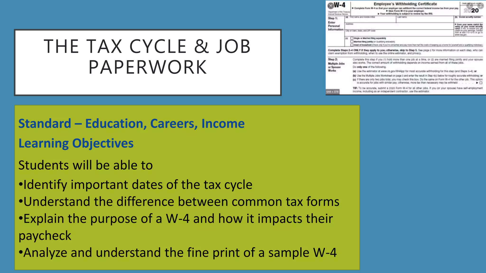 The tax cycle w-4 form | PPTX