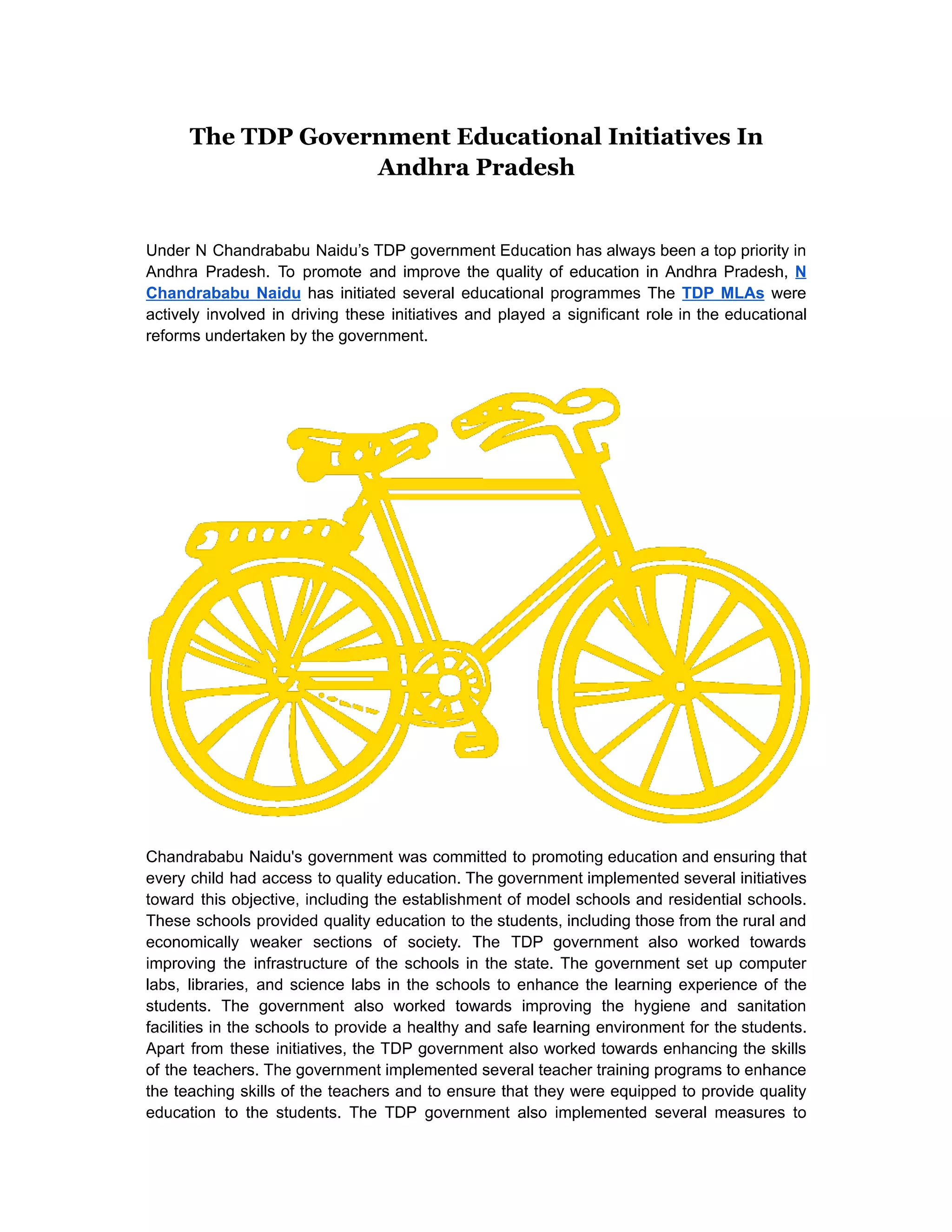 The TDP Government Educational Initiatives In Andhra Pradesh | PDF ...