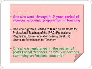The teacher from Principles of Teaching 1 | PPTX