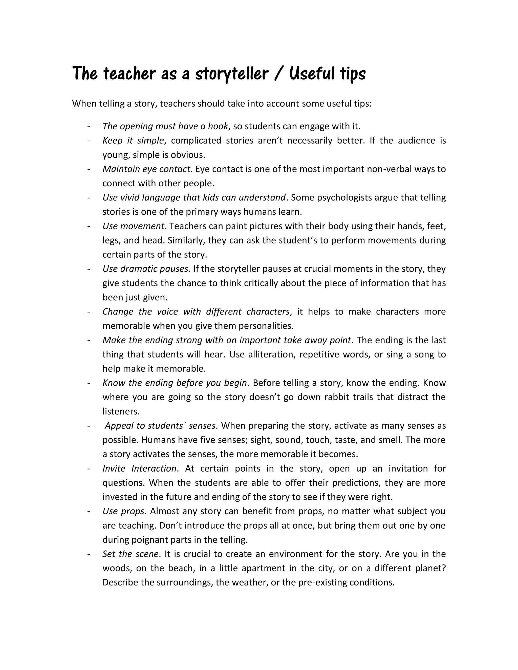 The teacher as a storyteller | PDF