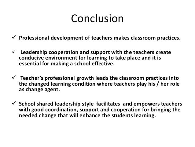 The Teachers' Role in the Development and growth of schools