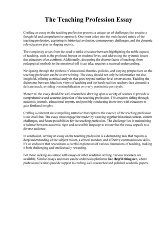 The Teaching Profession Essay.pdf