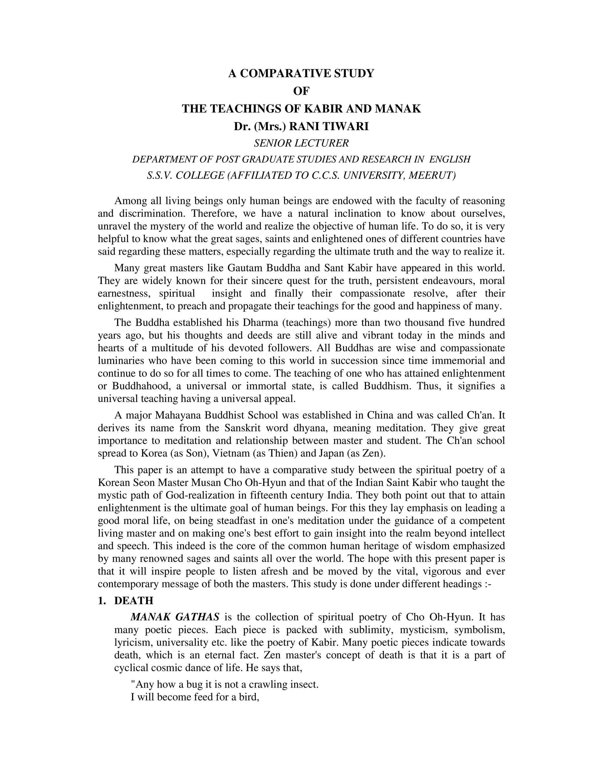 The teachings of kabir and manak | PDF | Hinduism | Religion & Spirituality