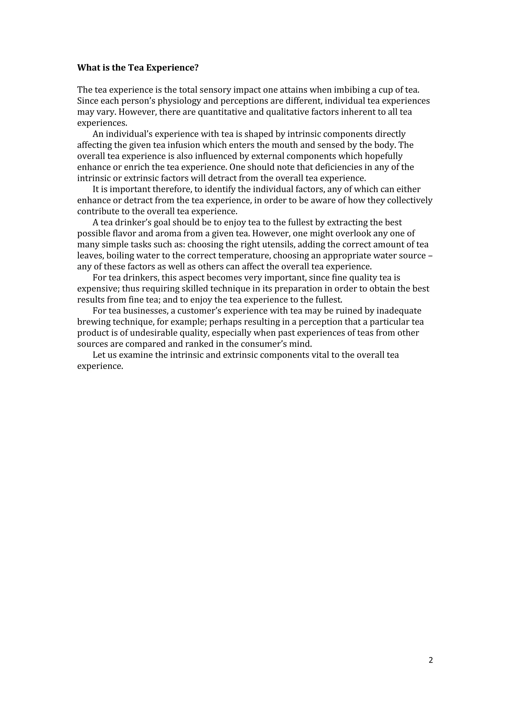 The Tea Experience | DOCX