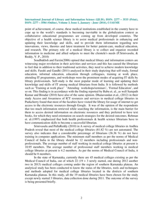 The techniques and methods adopted in the medical college libraries ...