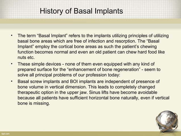 The techniques of basal implants | PPT | Dental Health | Diseases and ...