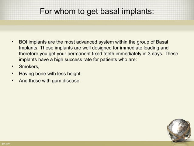 The techniques of basal implants | PPT | Dental Health | Diseases and ...