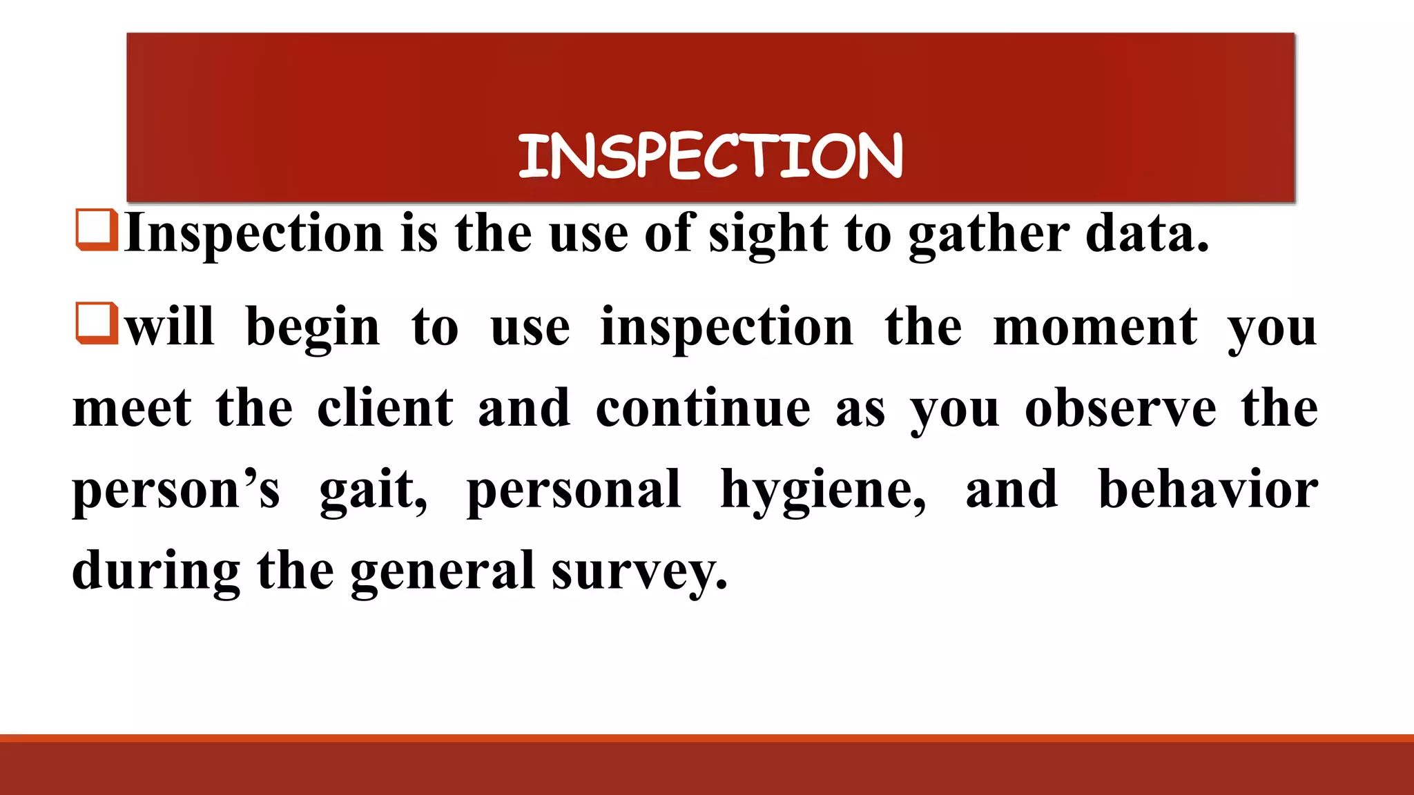 The techniques of physical examination | PPTX