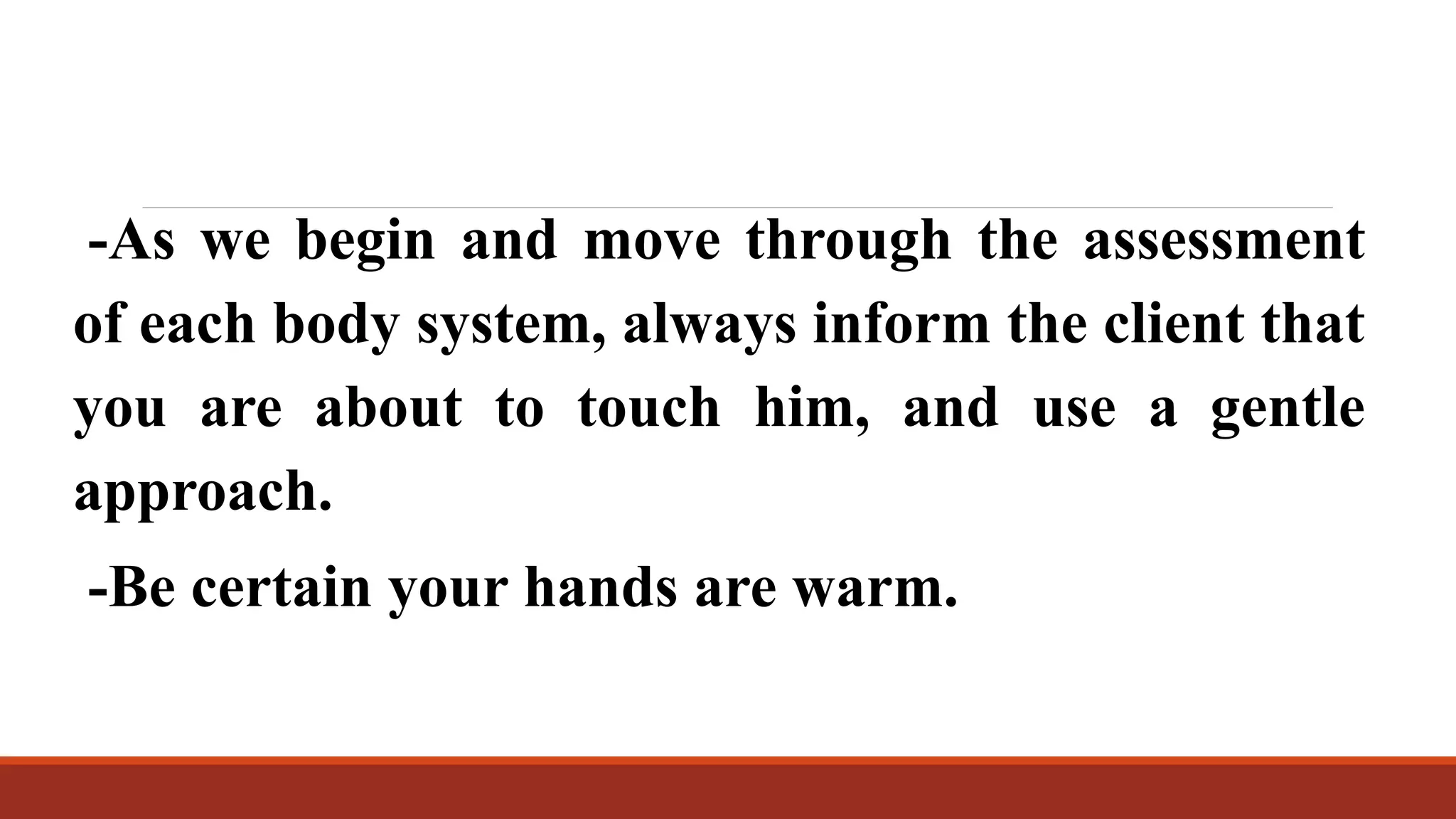 The techniques of physical examination | PPTX