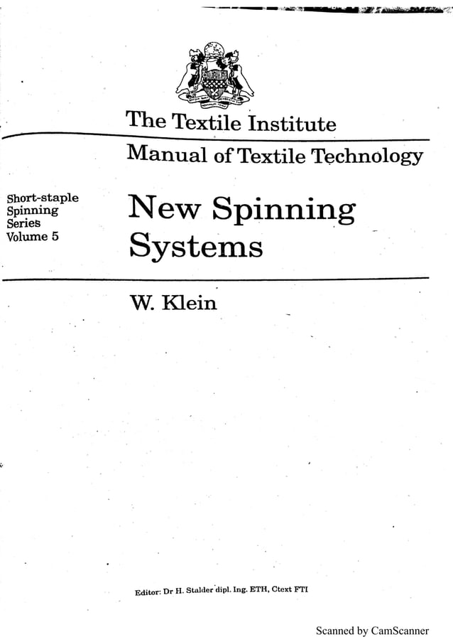 The technology of short staple spinning volume vi by w.klein | PDF