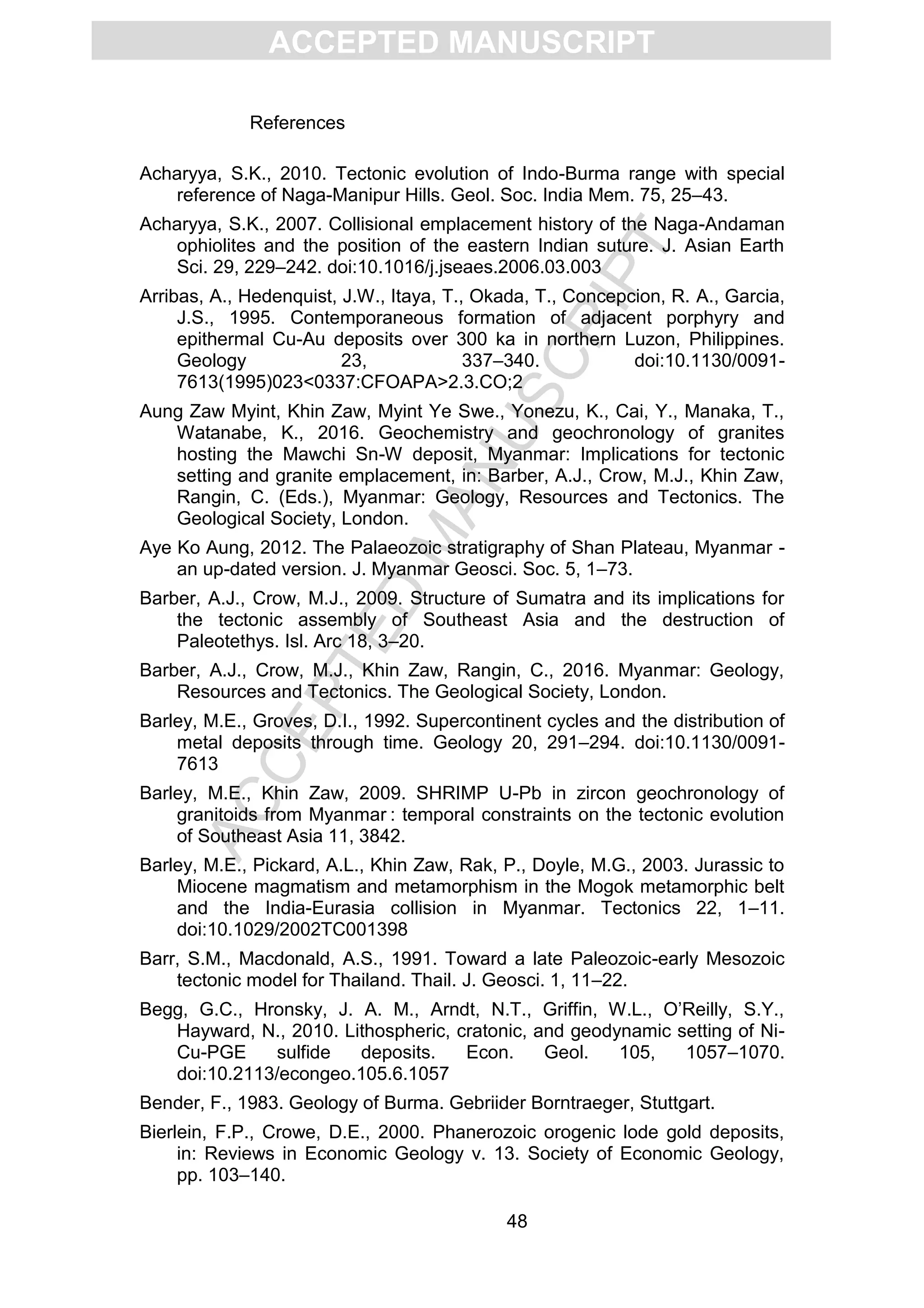 The Tectonic and Metallogenic Framework of Myanmar | PDF