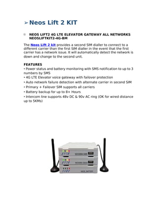 NEOS LIFT INTERCOM GATEWAY | PDF