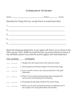 The tell tale heart activity packet | DOC | Drama | Genres