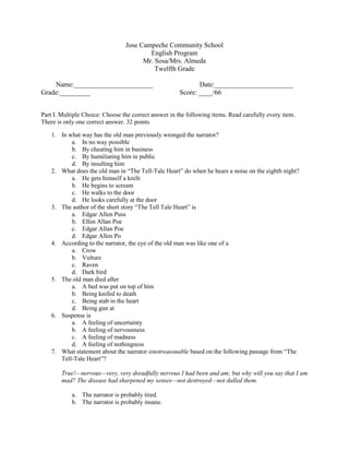 The tell tale heart test | DOCX