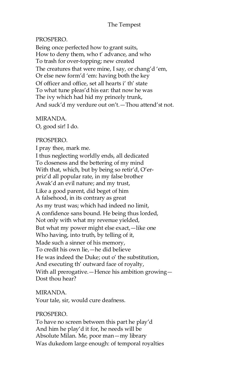 The tempest - william shakespeare