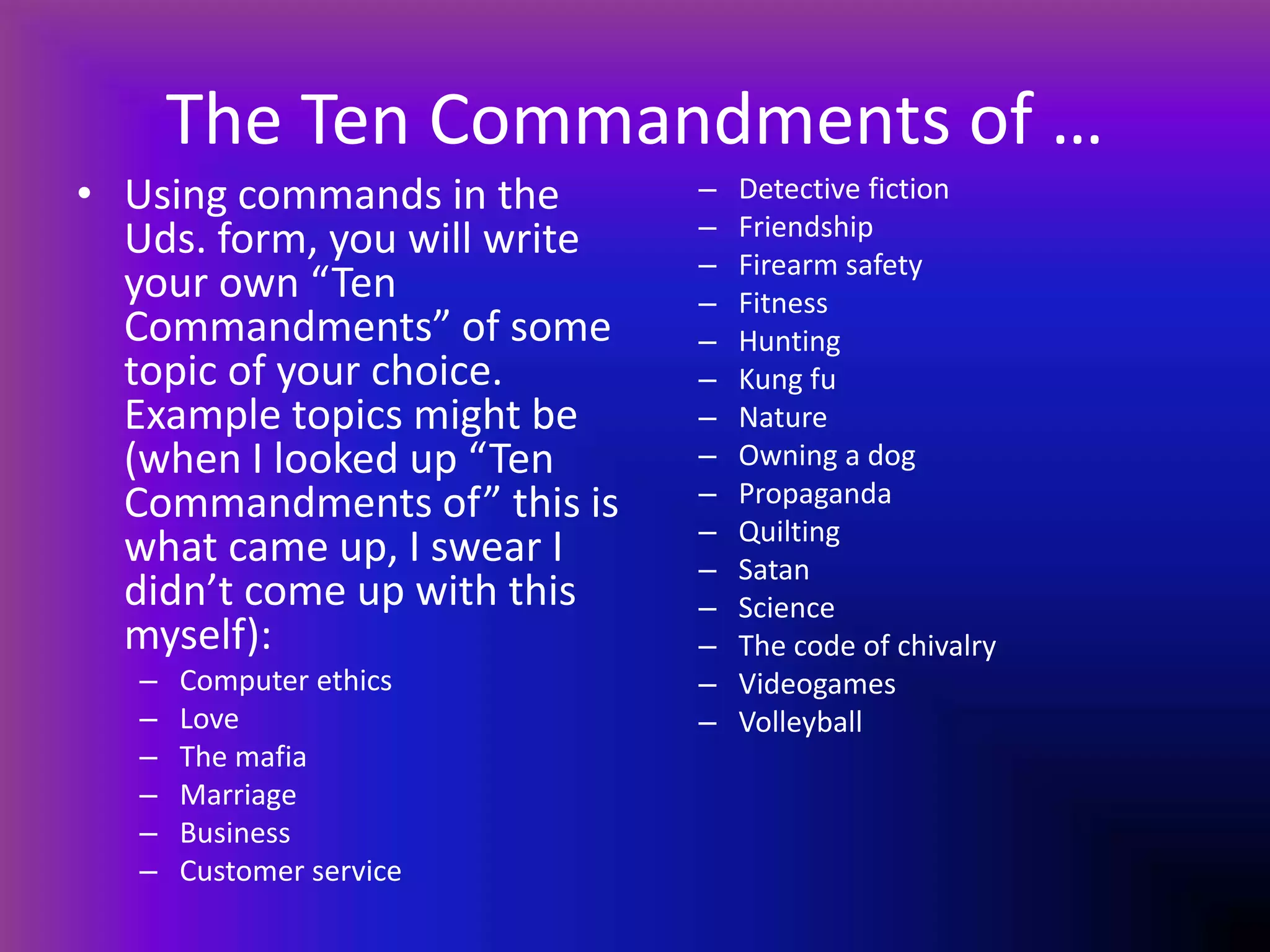 The Ten Commandments of ... | PPT