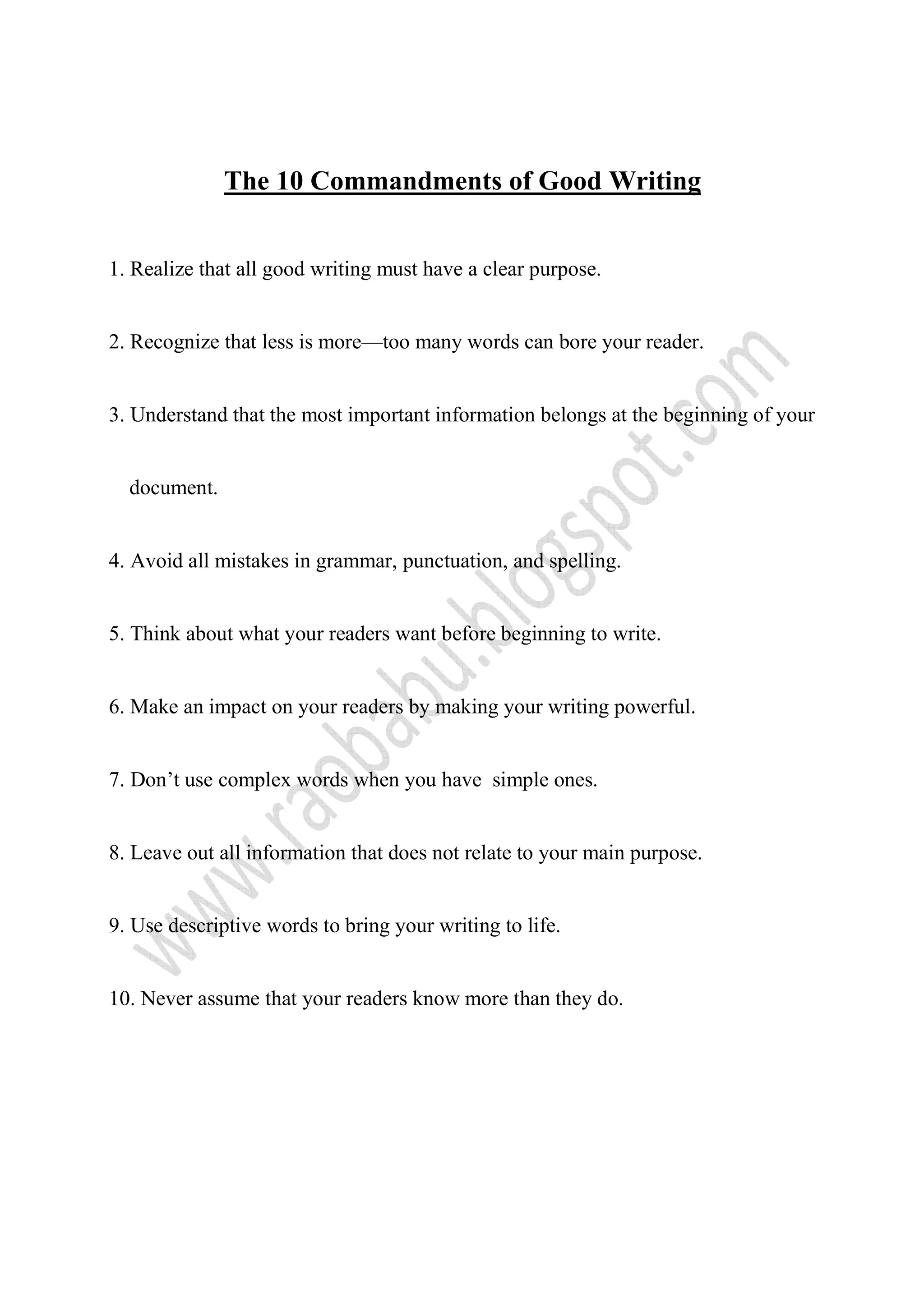 The Ten Commandments of Writing | PDF