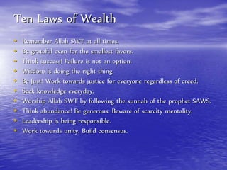 The Ten Laws Of Wealth Ppt Fv | PDF | Islam | Religion & Spirituality