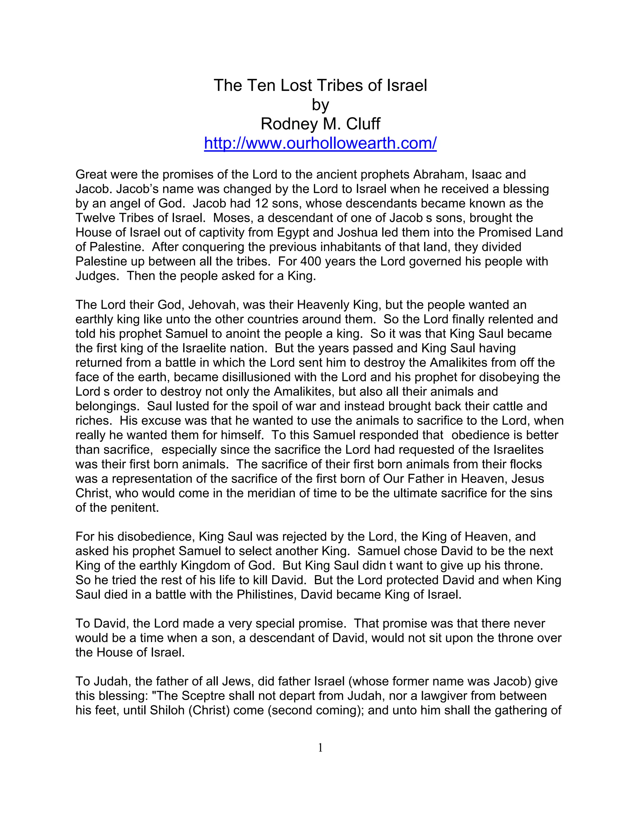 The ten lost tribes of israel hollow earth | PDF