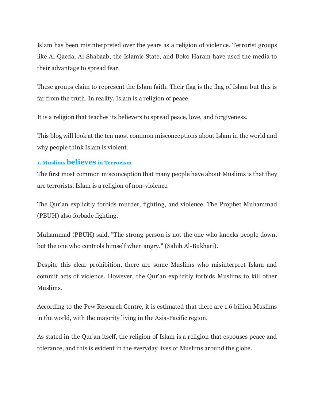 The Ten Most Common Misconceptions About Islam. | PDF