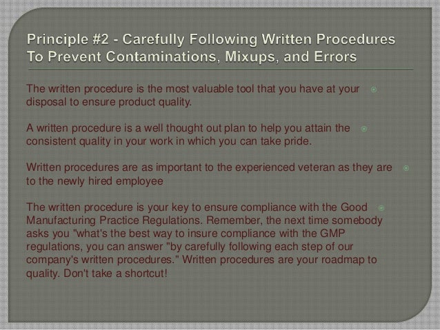 The ten principles of gmp