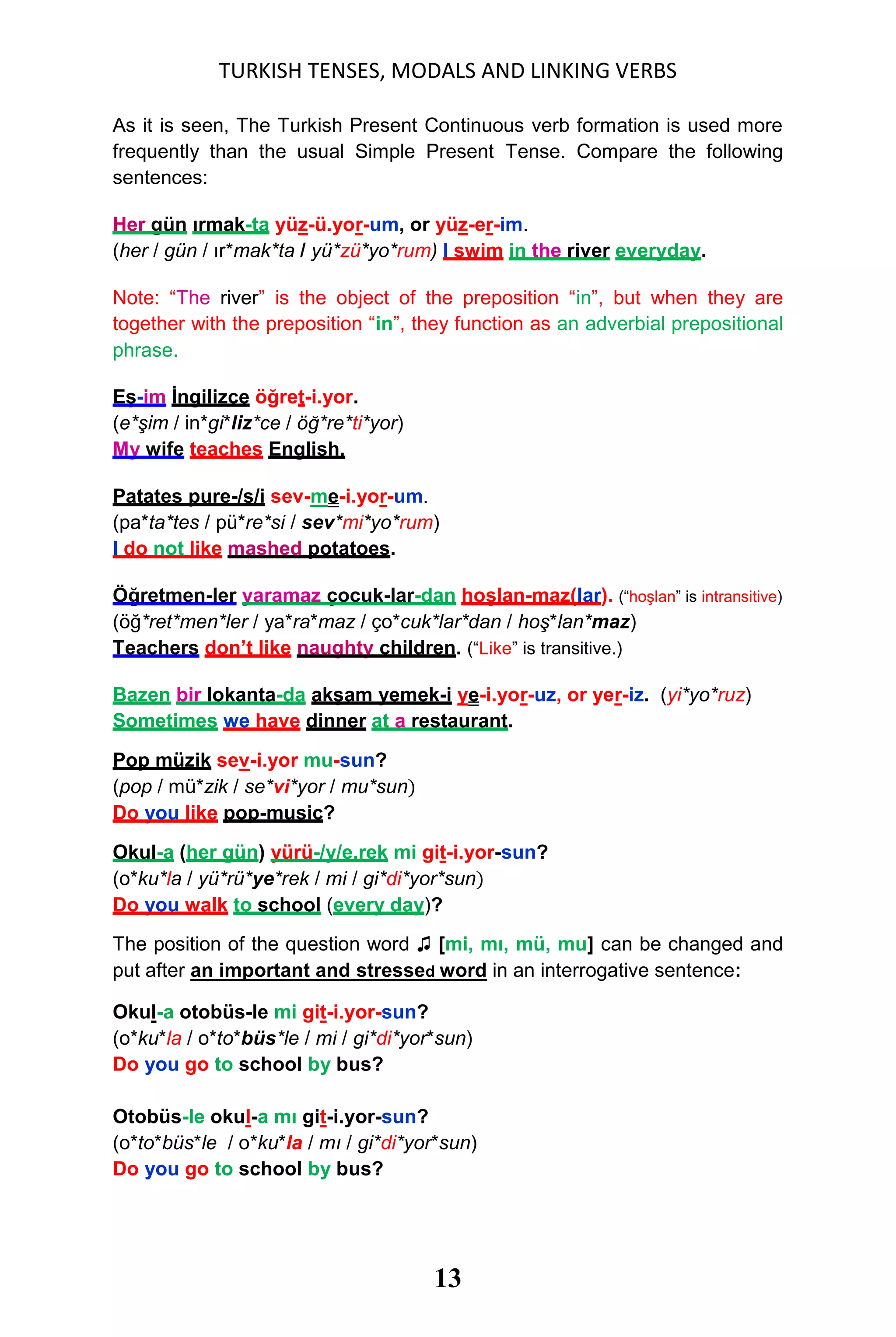 TURKISH TENSES, MODALS and LINKING VRBS | DOCX