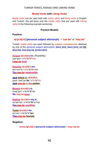 TURKISH TENSES, MODALS and LINKING VRBS | DOCX