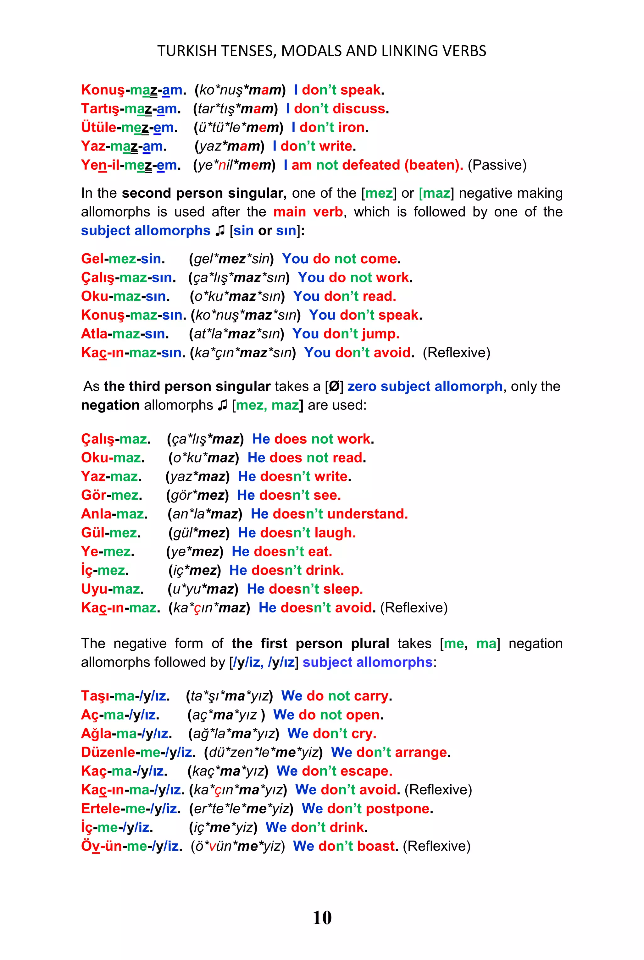 TURKISH TENSES, MODALS and LINKING VERBS in TURKISH and ENGLISH ARE ...