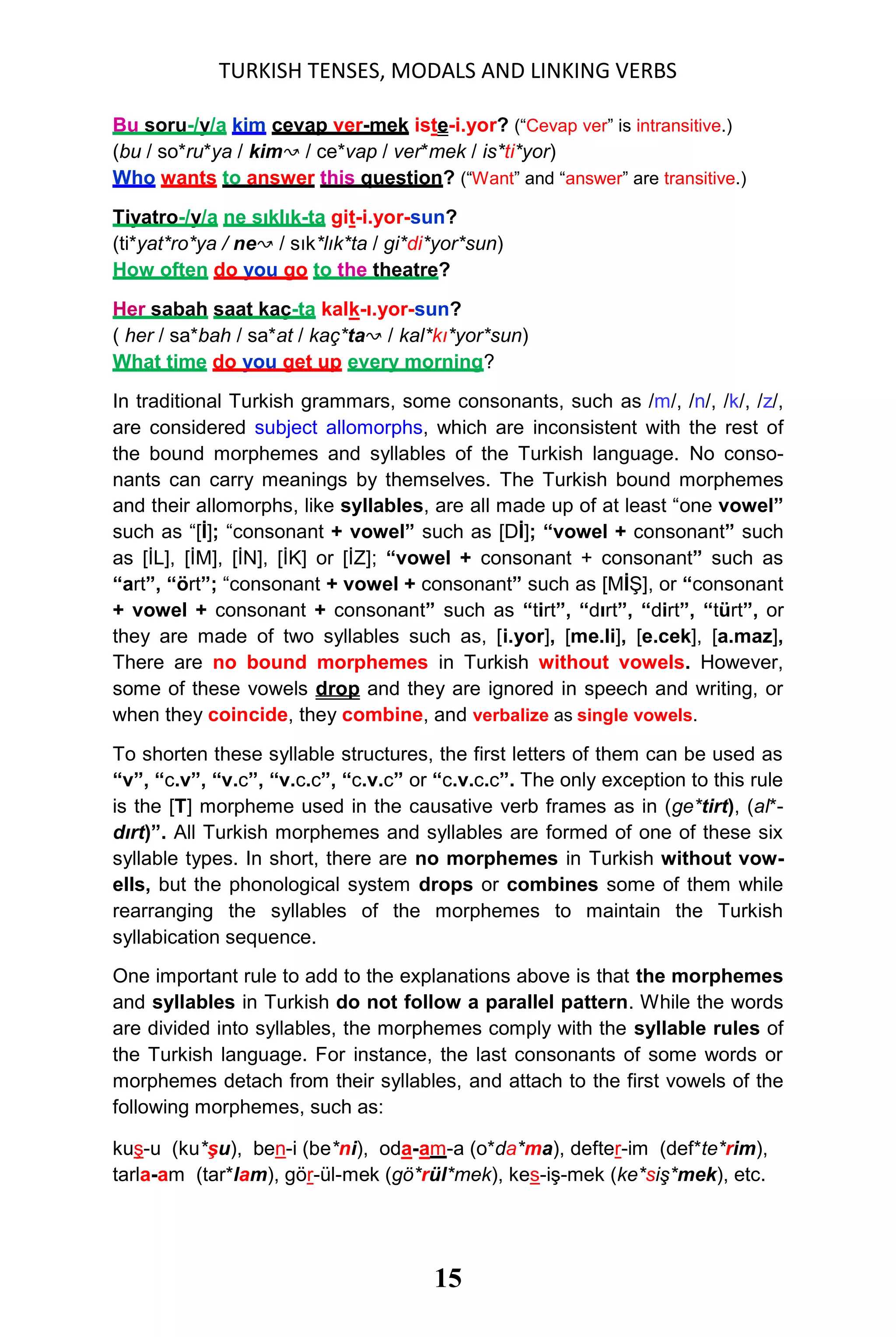 TURKISH TENSES, MODALS and LINKING VERBS in TURKISH and ENGLISH ARE ...