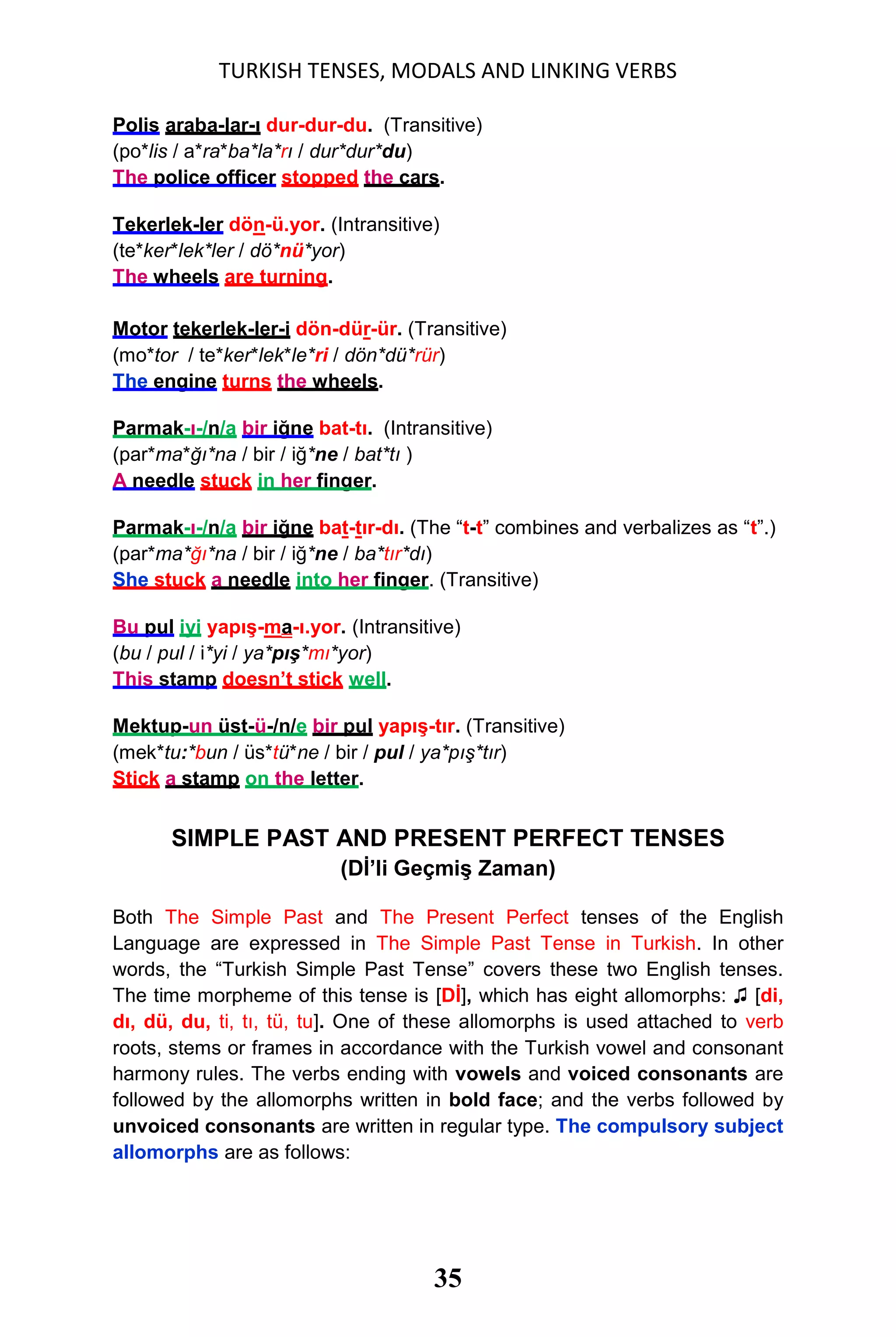 TURKISH TENSES, MODALS and LINKING VERBS in TURKISH and ENGLISH ARE ...