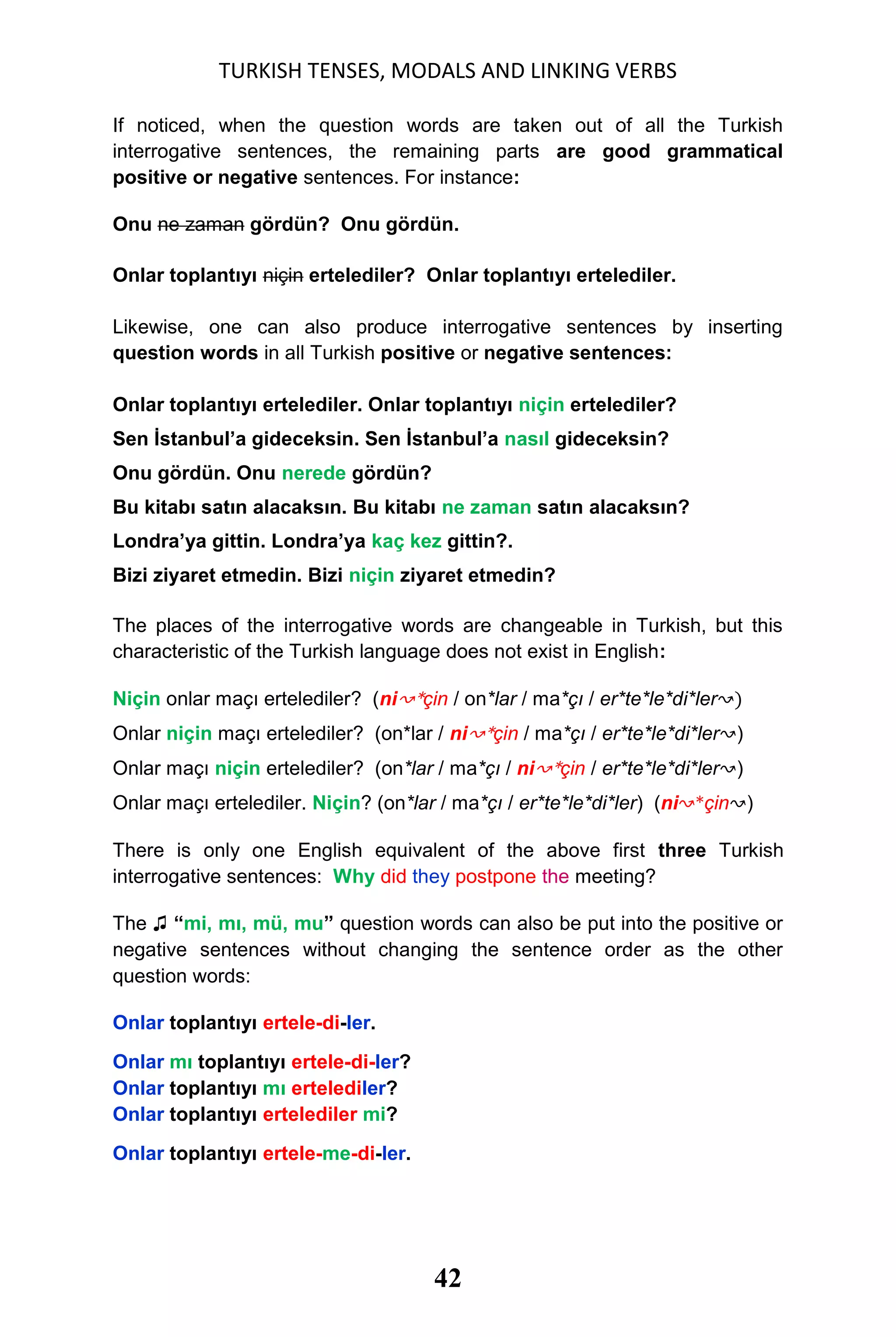 TURKISH TENSES, MODALS and LINKING VERBS in TURKISH and ENGLISH ARE ...
