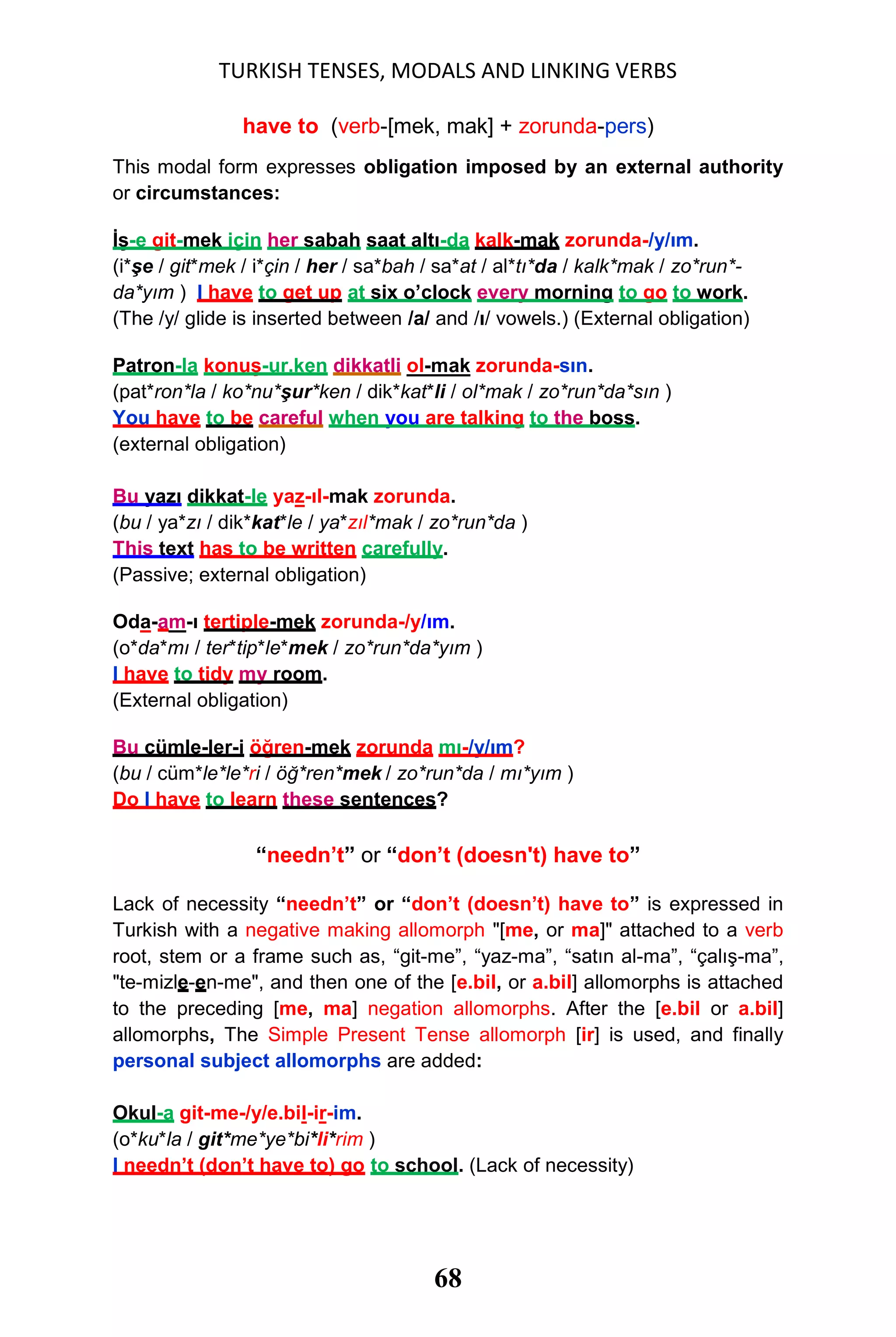 TURKISH TENSES, MODALS and LINKING VERBS in TURKISH and ENGLISH ARE ...