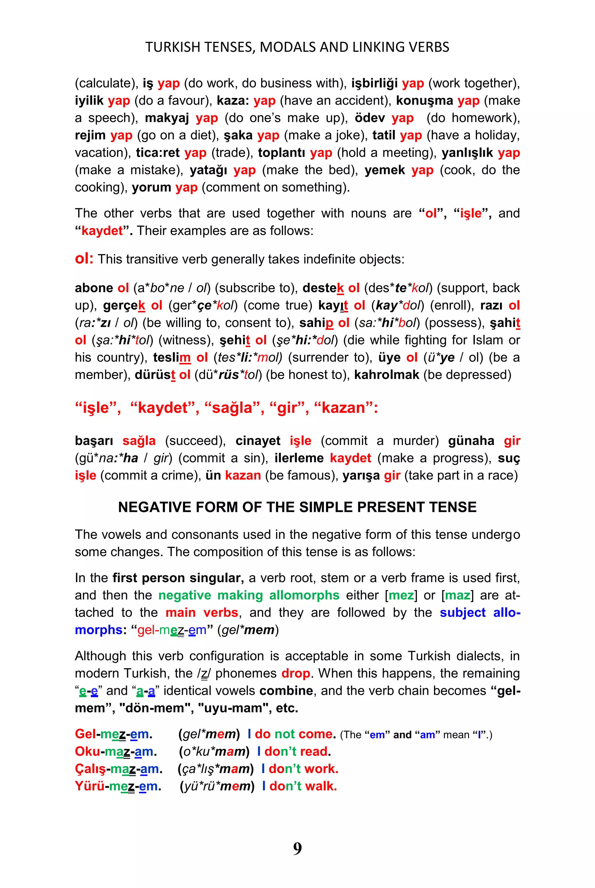 TURKISH TENSES, MODALS and LINKING VERBS in TURKISH and ENGLISH ARE ...