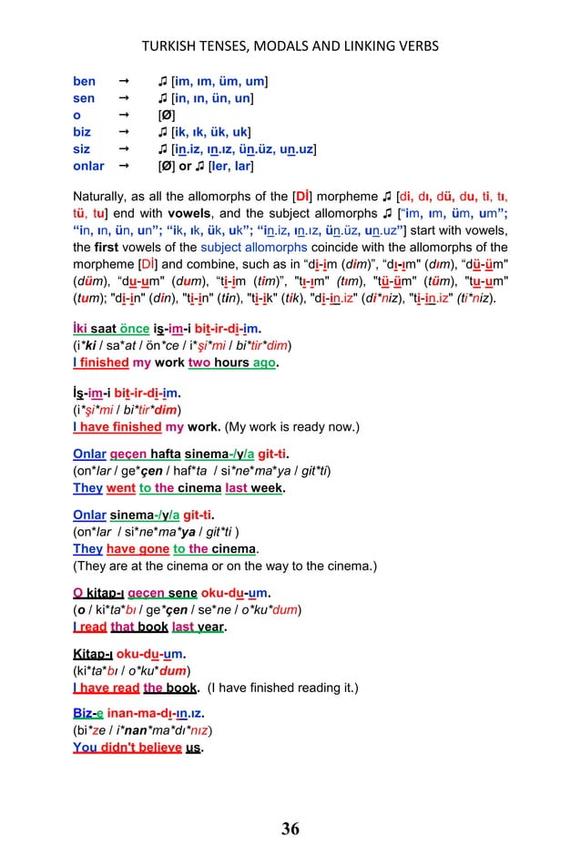 TURKISH TENSES, MODALS and LINKING VERBS in TURKISH and ENGLISH ARE ...