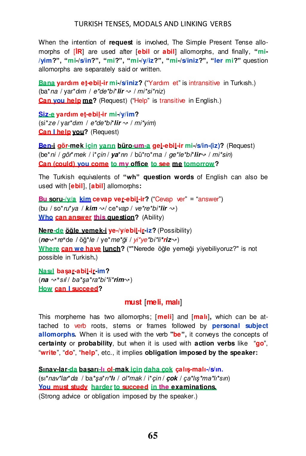 TURKISH TENSES, MODALS and LINKING VERBS in TURKISH and ENGLISH ARE D…