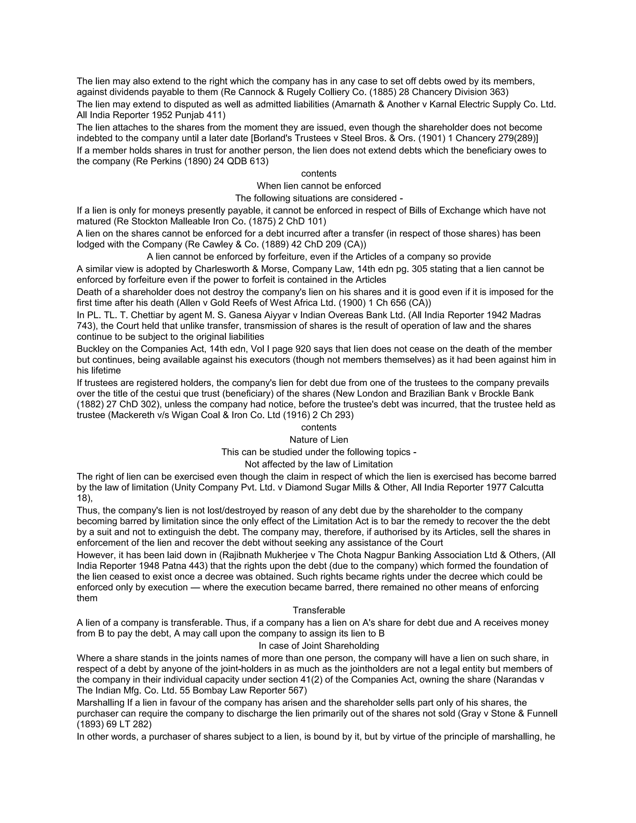 The terms lien of shares | DOCX