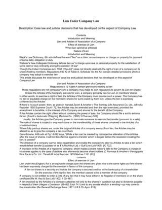 The terms lien of shares | DOCX