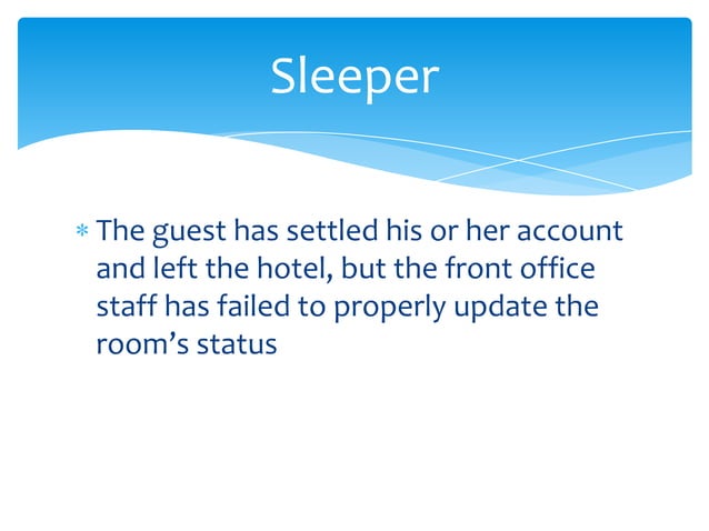 The terms of room status | PPTX | Hotels and Motels | Travel Type