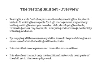 The testing skillset | PDF | Resume Writing and Advice | Job Search