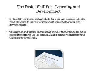 The testing skillset | PDF | Resume Writing and Advice | Job Search