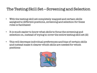 The testing skillset | PDF | Resume Writing and Advice | Job Search