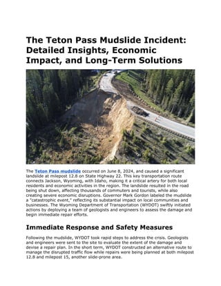 The Teton Pass Mudslide Incident_ Detailed Insights, Economic Impact ...