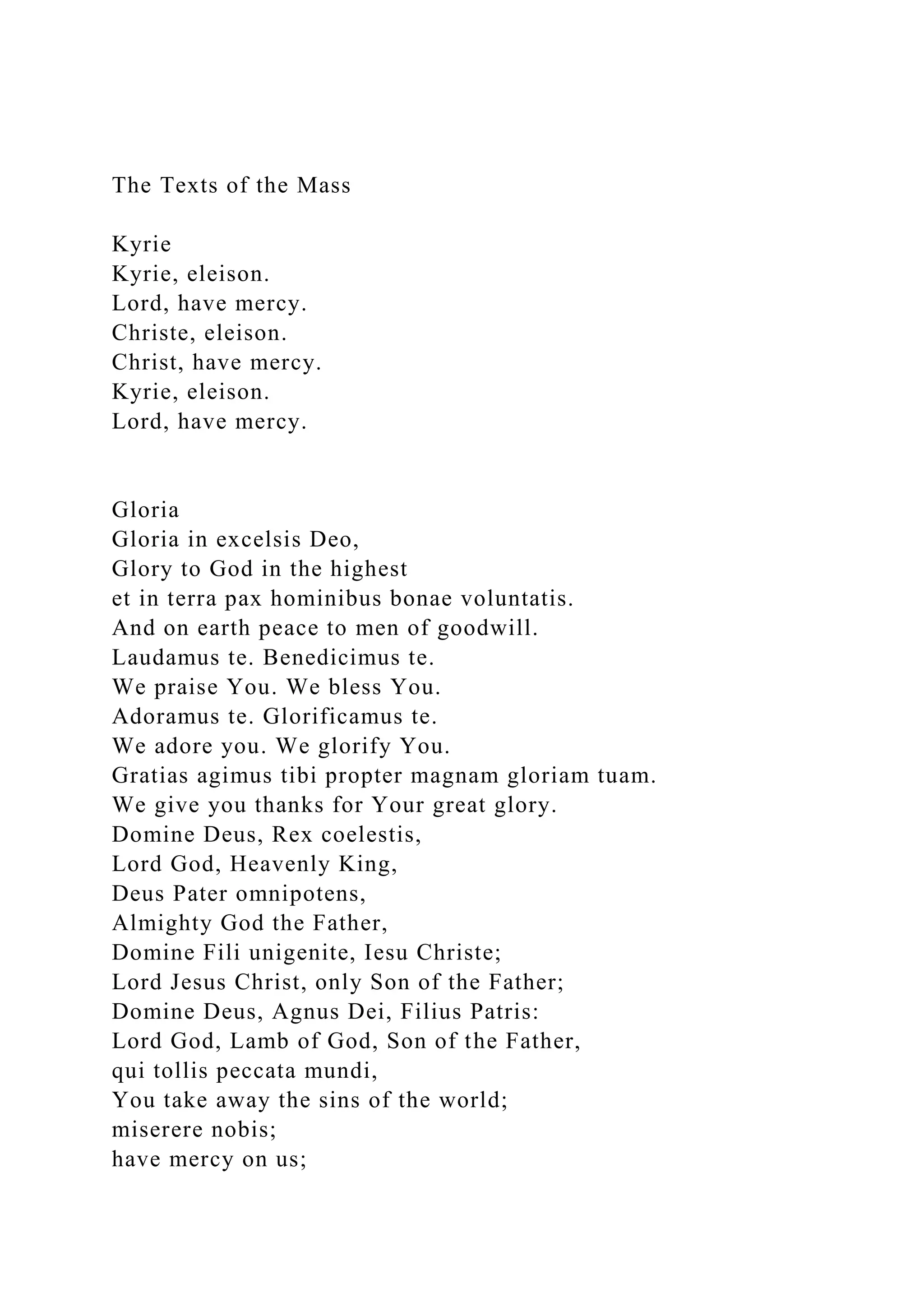 The Texts of the MassKyrieKyrie, eleison. Lord, have mercy.docx