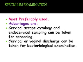 The the gynaecological examination pelvic aid diagnosis | PPTX