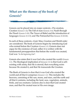 The Themes of Genesis - Tony Mariot | PDF
